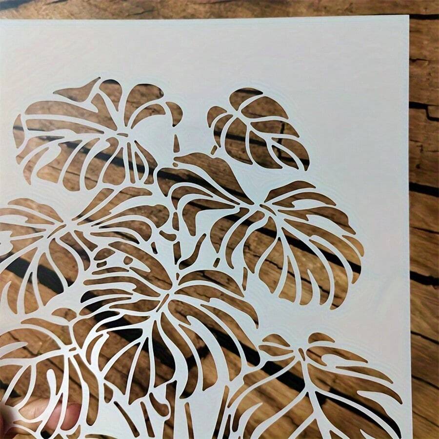 1pc Turtle Back Bamboo Design Stencil, Tropical Leaf Stencil For ...