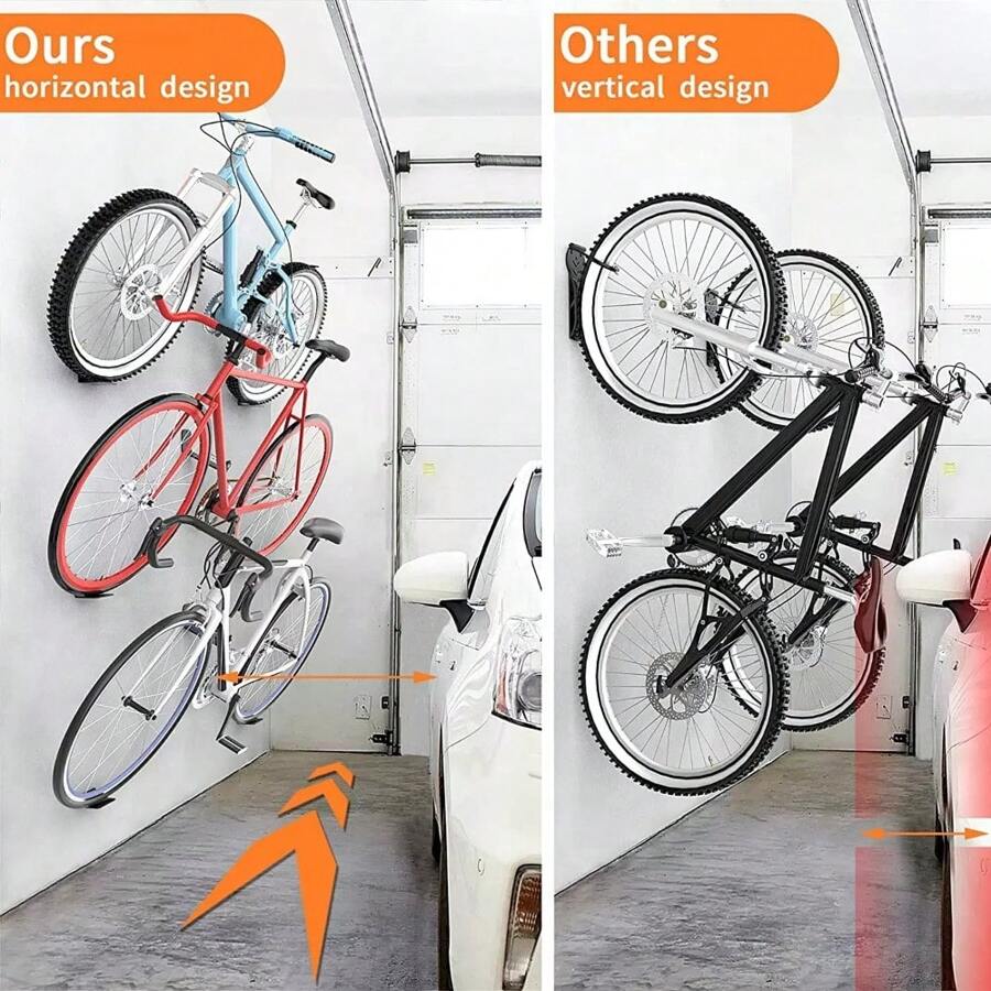 Heavy Duty 3-Pack Bike Pedal Hanger Wall Mount - Horizontal Bike Rack ...