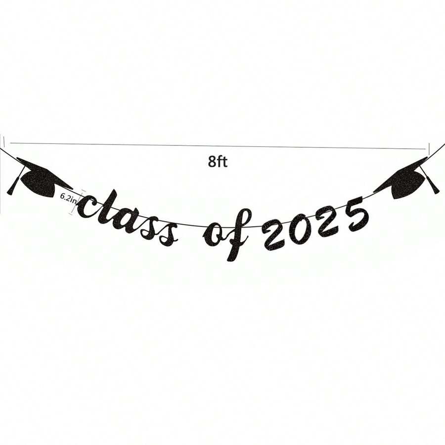 1pc Set 2025 Graduation Banners Party Decorations, Black Class Of 2025 ...