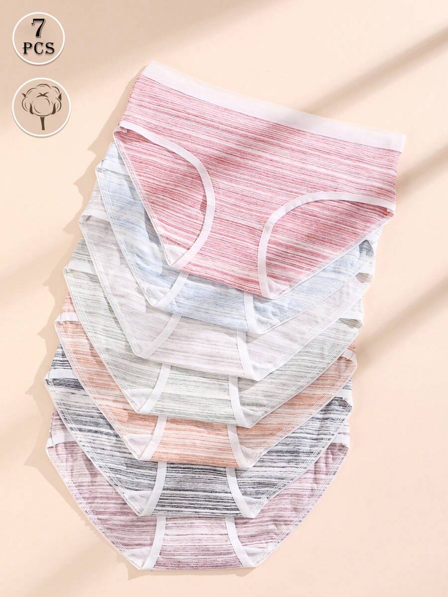 7 PCS Women's Colour Triangle Panties Low Waist Seamless Briefs Butt ...