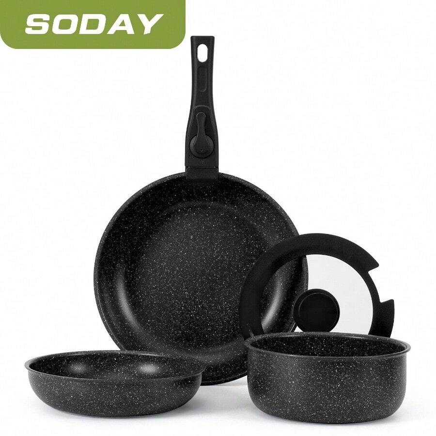 Pots And Pans Set Nonstick Kitchen Induction Cookware Set Granite ...