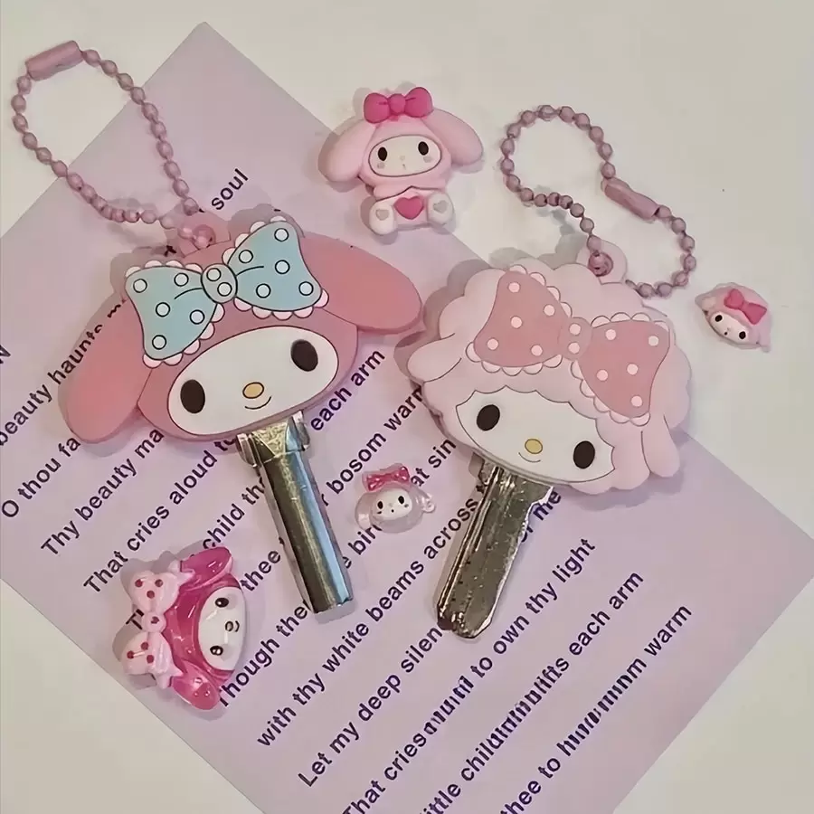 Sanrio 1pc/Sanrio KT Cat Silicone Keychain Set - Cartoon Pattern With ...
