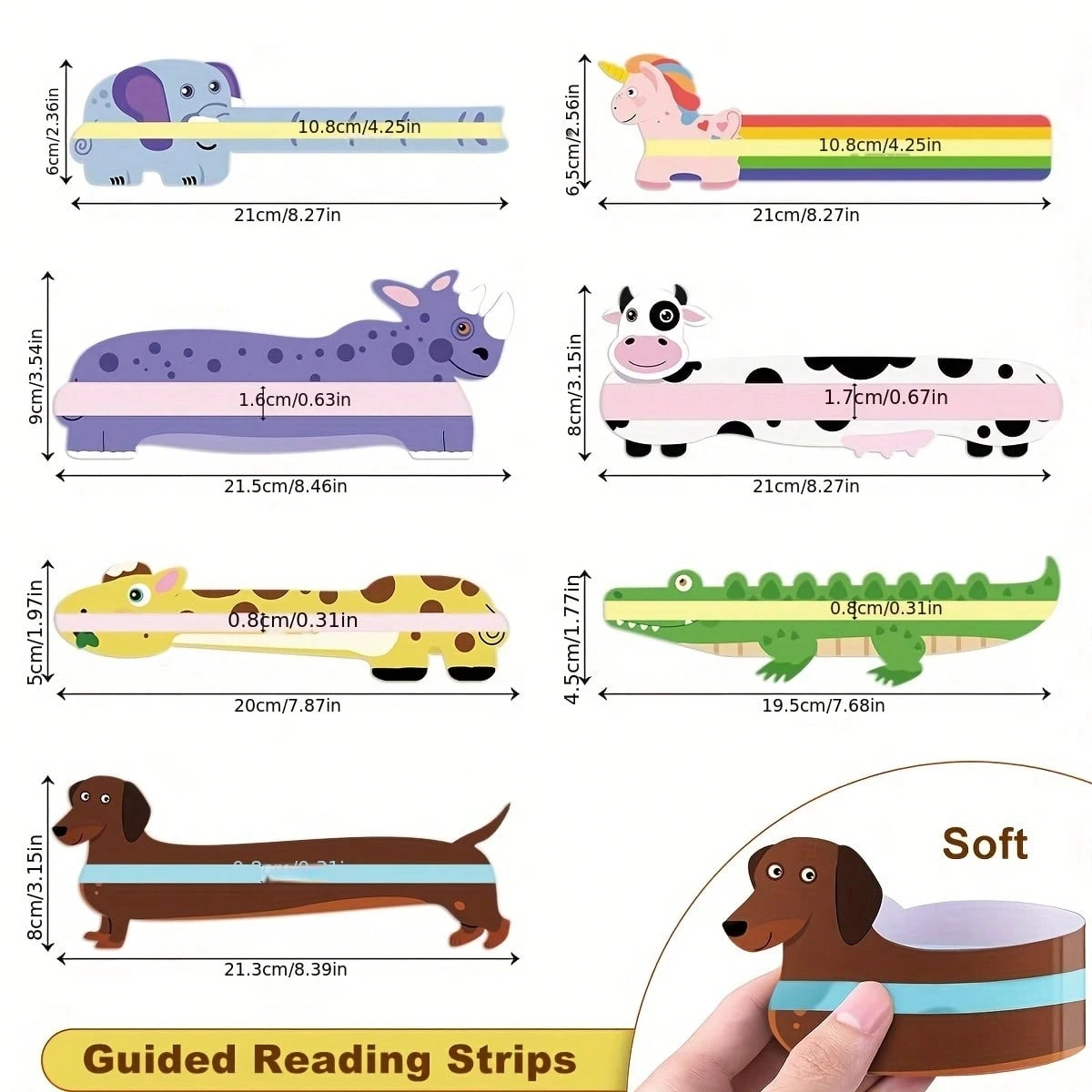 Juego de 7 reglas de lectura guiada, marcadores de libros con resaltado ...