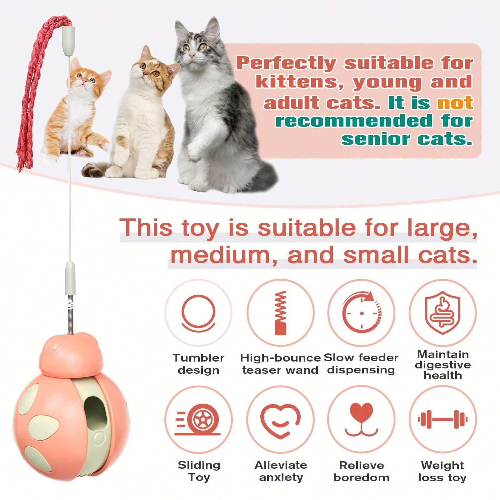 Cat Teaser Ladybug Cat Toy Cats Can Get Food Rewards By Shaking The Toy ...