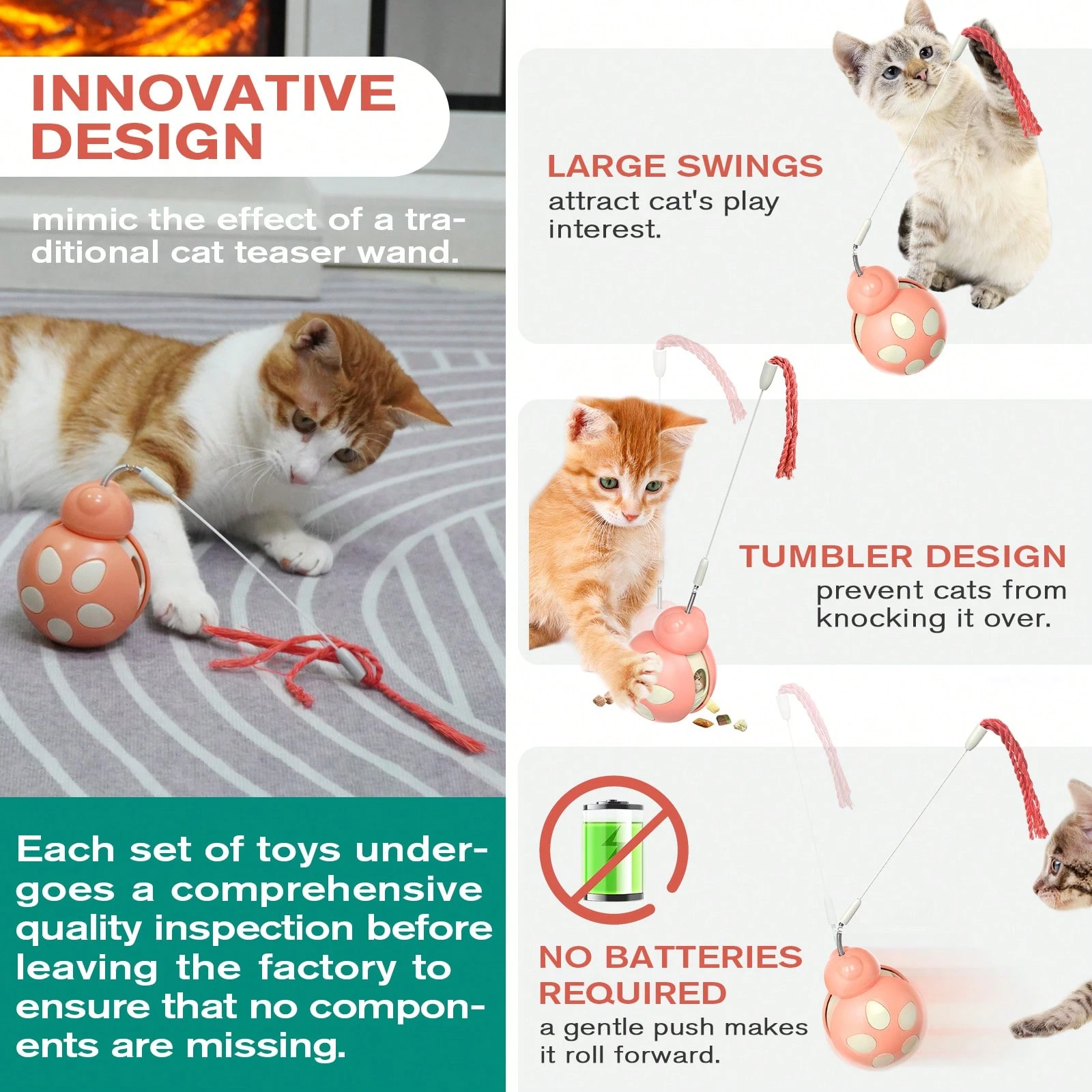 Cat Teaser Ladybug Cat Toy Cats Can Get Food Rewards By Shaking The Toy ...