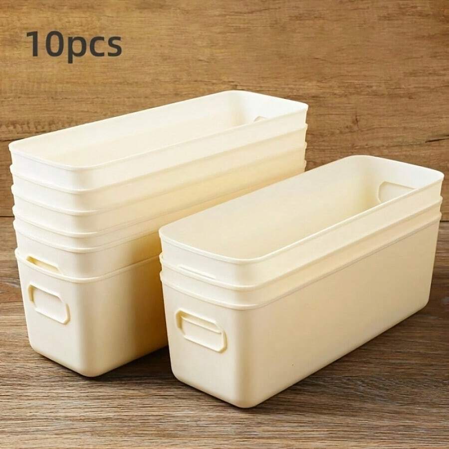 10-Pack Classic Style Plastic Storage Bins With Lids - Stackable Square ...