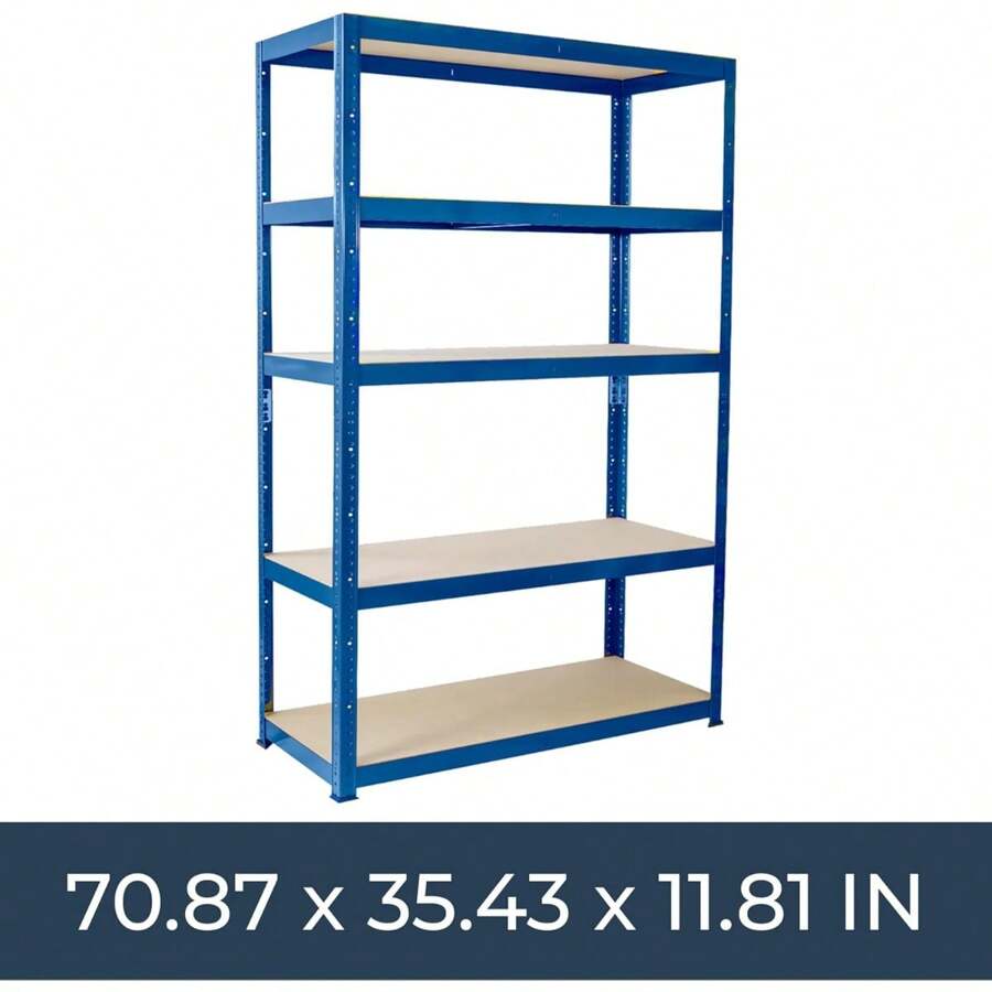 Garage Shelving Unit: 180cm X 90cm X 30cm | Two Bays, Blue 5 Tier Unit ...