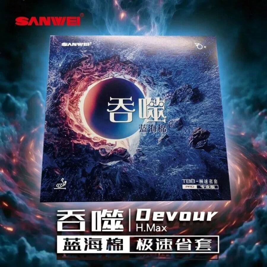 SANWEI-T88 Rapid Rotation Devouring Blue Sponge Set, Ping Pong Rubber ...