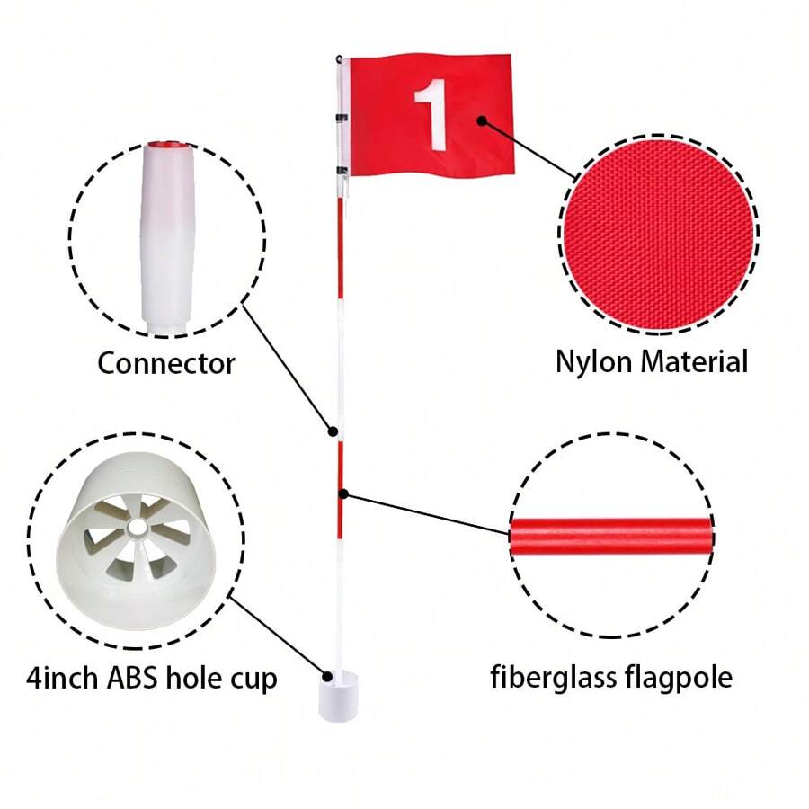 Golf Flagstick 6ft, Portable Five-Section Design For Backyard Practice ...