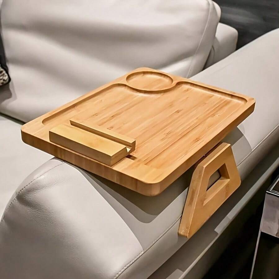 1pc Bamboo Multifunctional Sofa Side Tray, Foldable Sofa Armrest Tray ...