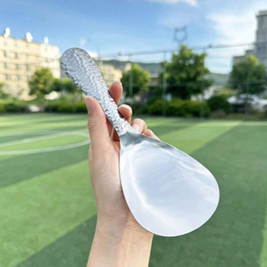 4 Pcs Stainless Steel Hammered Texture Rice Scoops - Non-Stick ...