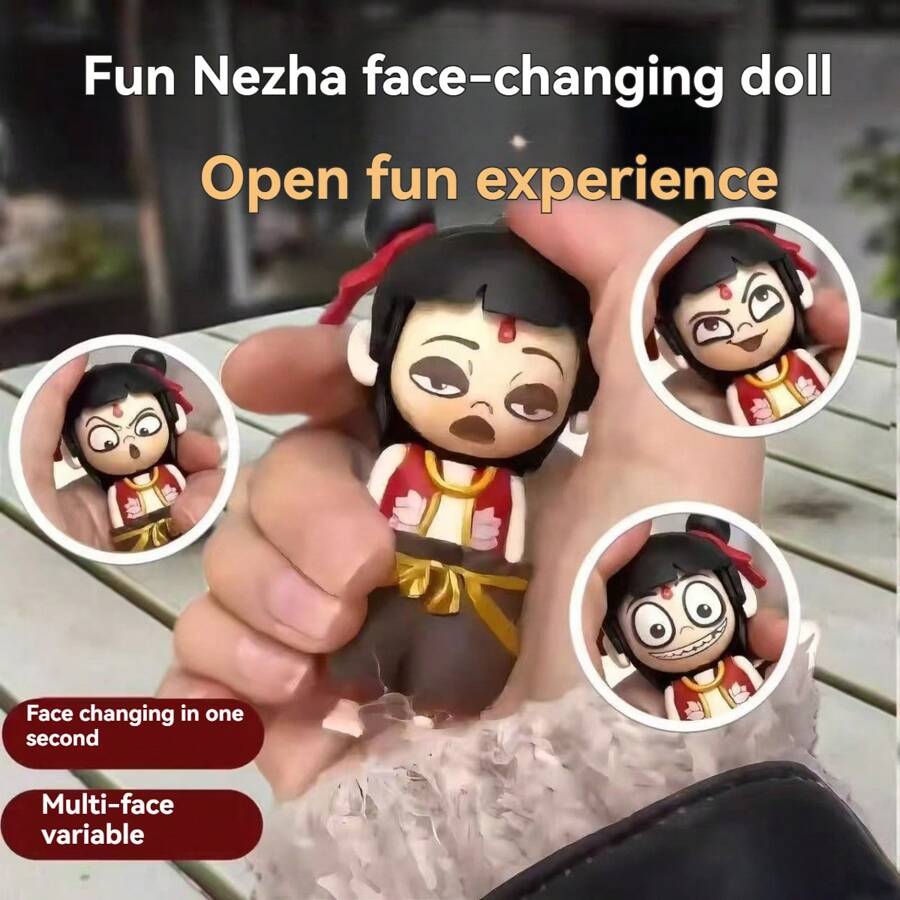 Nezha 2 Magical Boy Splash Water Pressing Face Change Nezha Doll ...