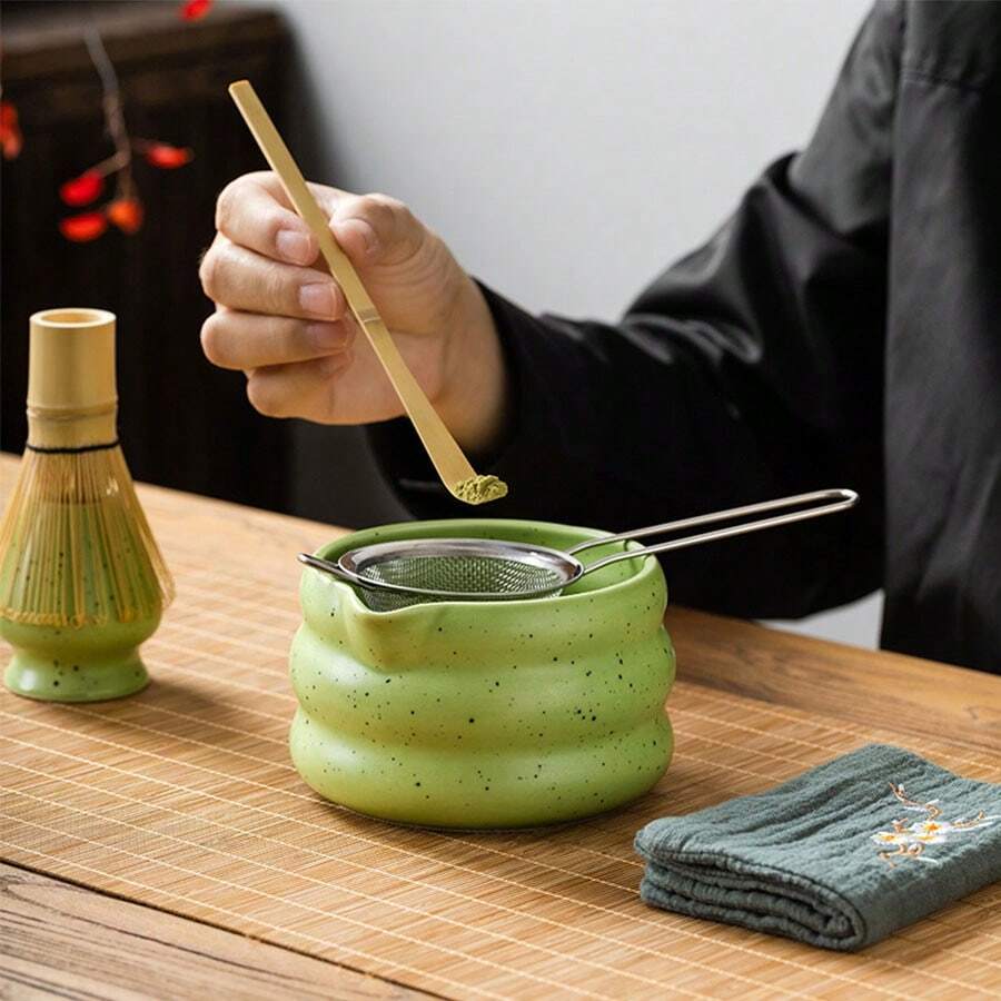 1pc Japanese Ceramic Matcha Bowl With Lip, Matcha Tea Set With Matcha 4 ...