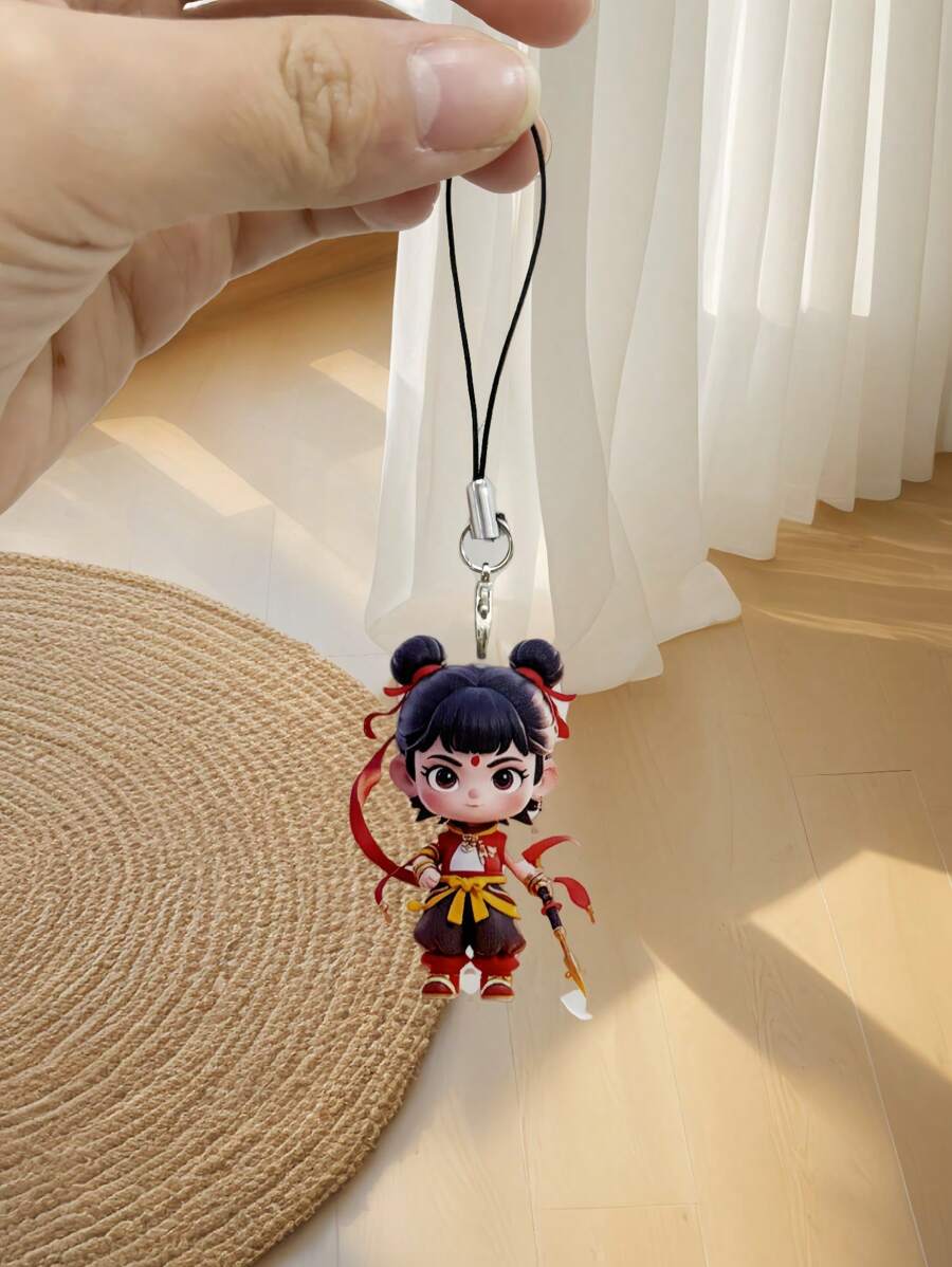 3pcs Nezha Pendant, Cartoon Character Plush Keychain, Nezha And Ao Bing ...