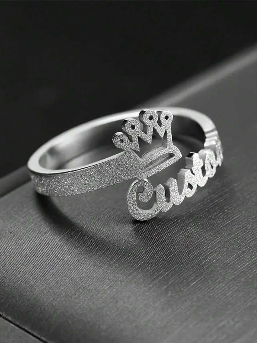 2025 Personalized Fashion Frosted Shiny Name Open Ring Girl Jewelry ...