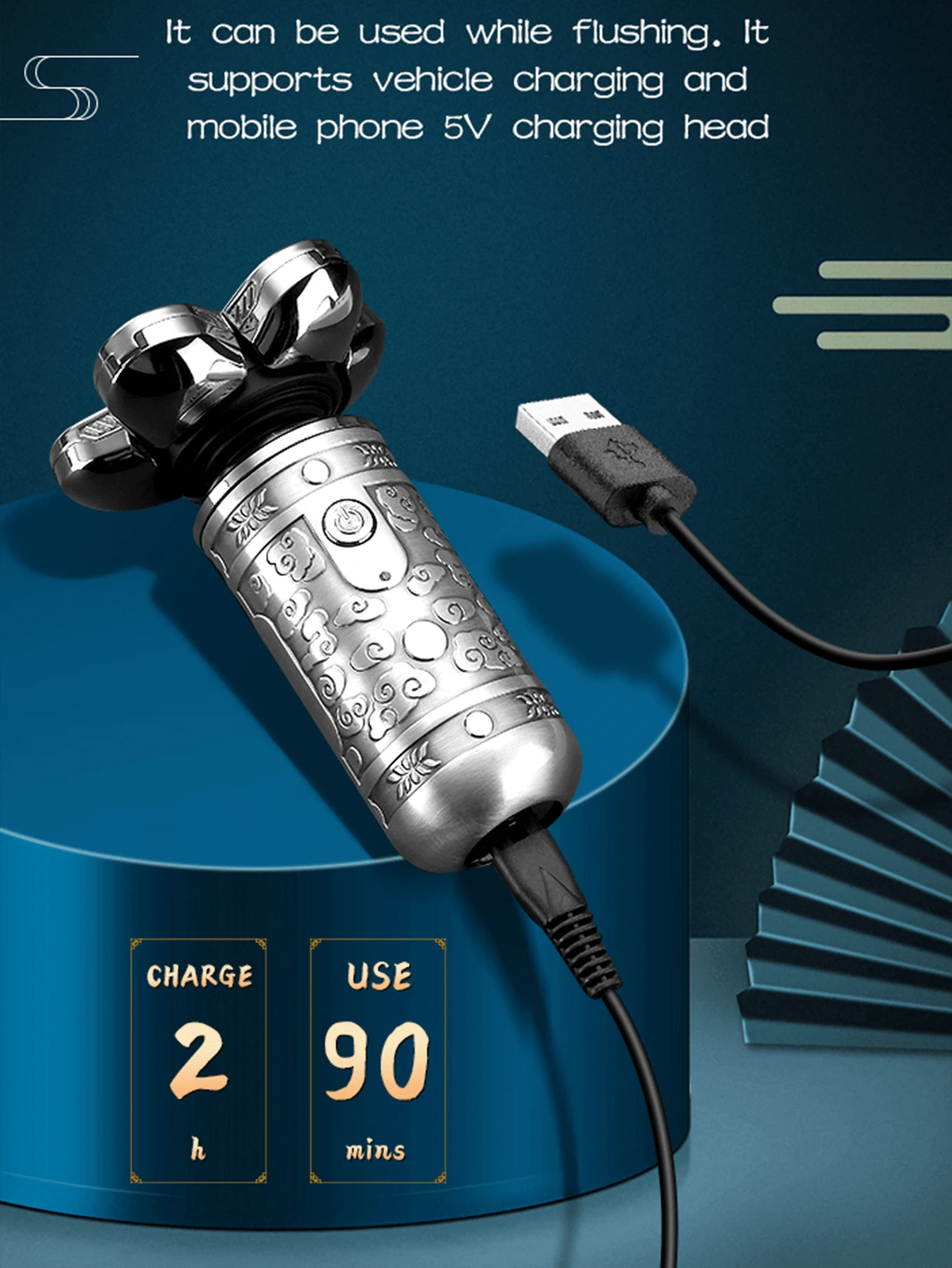 Barbeador Elétrico Kemei KM-1523 Original de Metal para Homens ...