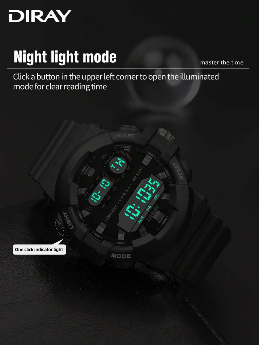 DIRAY DIARY 2025 Numeric Watch, 5ATM Waterproof, Luminous, Alarm ...