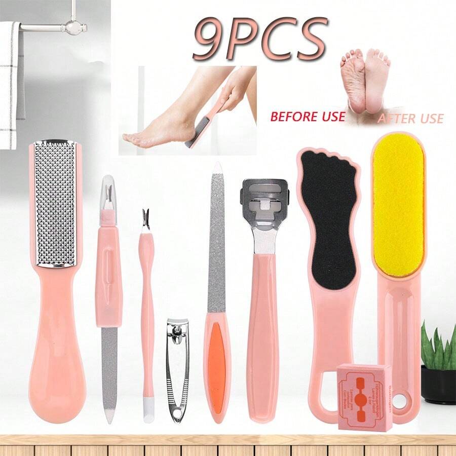 9 Piece Foot Care Set - Metal Callus Trimmer And Scraper For Dead Skin ...
