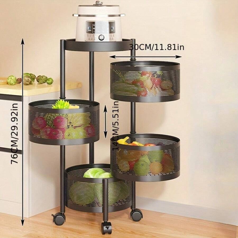 A Multi-Layer Round Storage Rack, Rotatable, Round Floor-Standing Multi ...