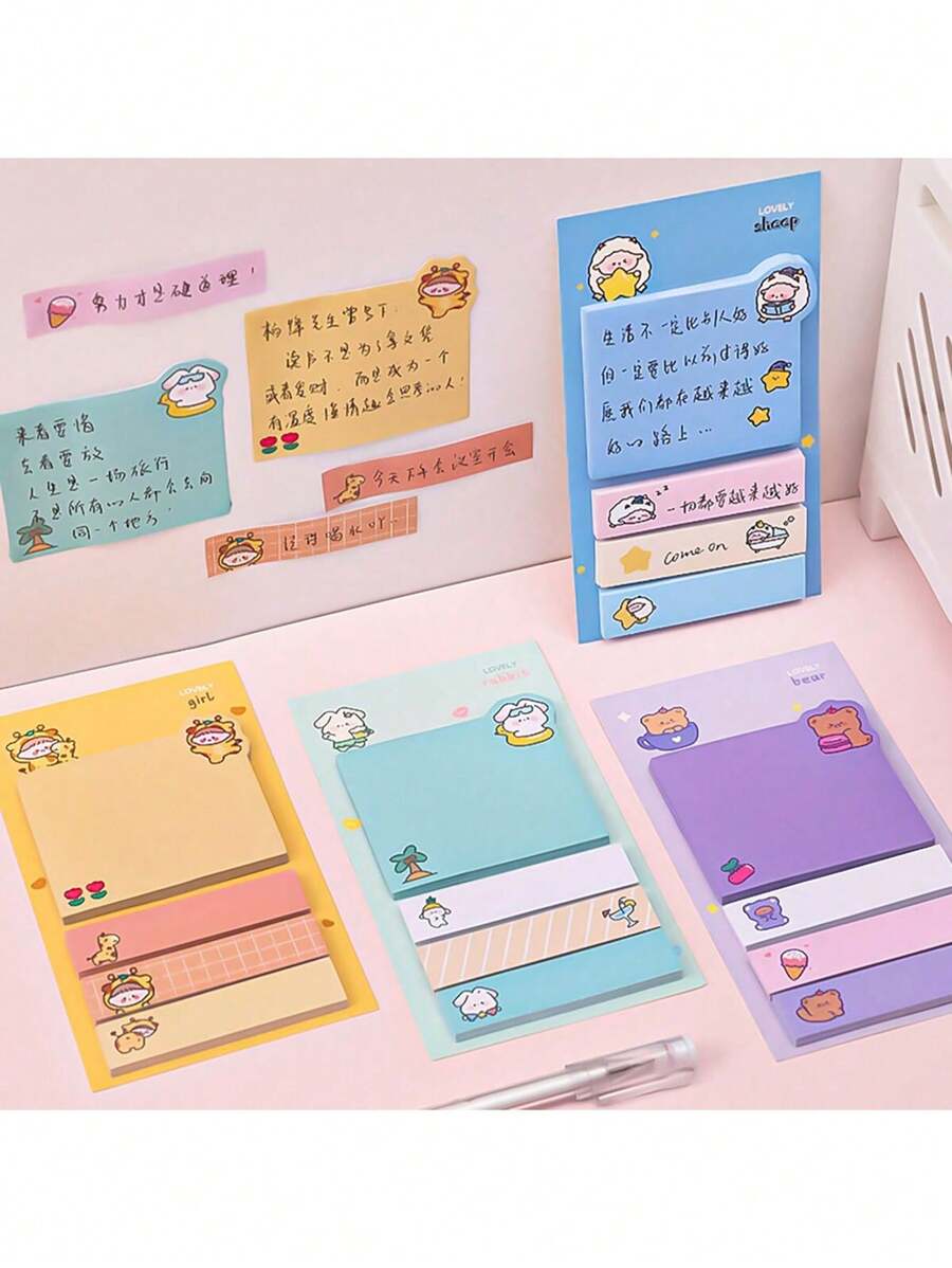 1pc Cartoon Sticky Index Notes, Student Ins Cute Memo Marker Index Tags ...