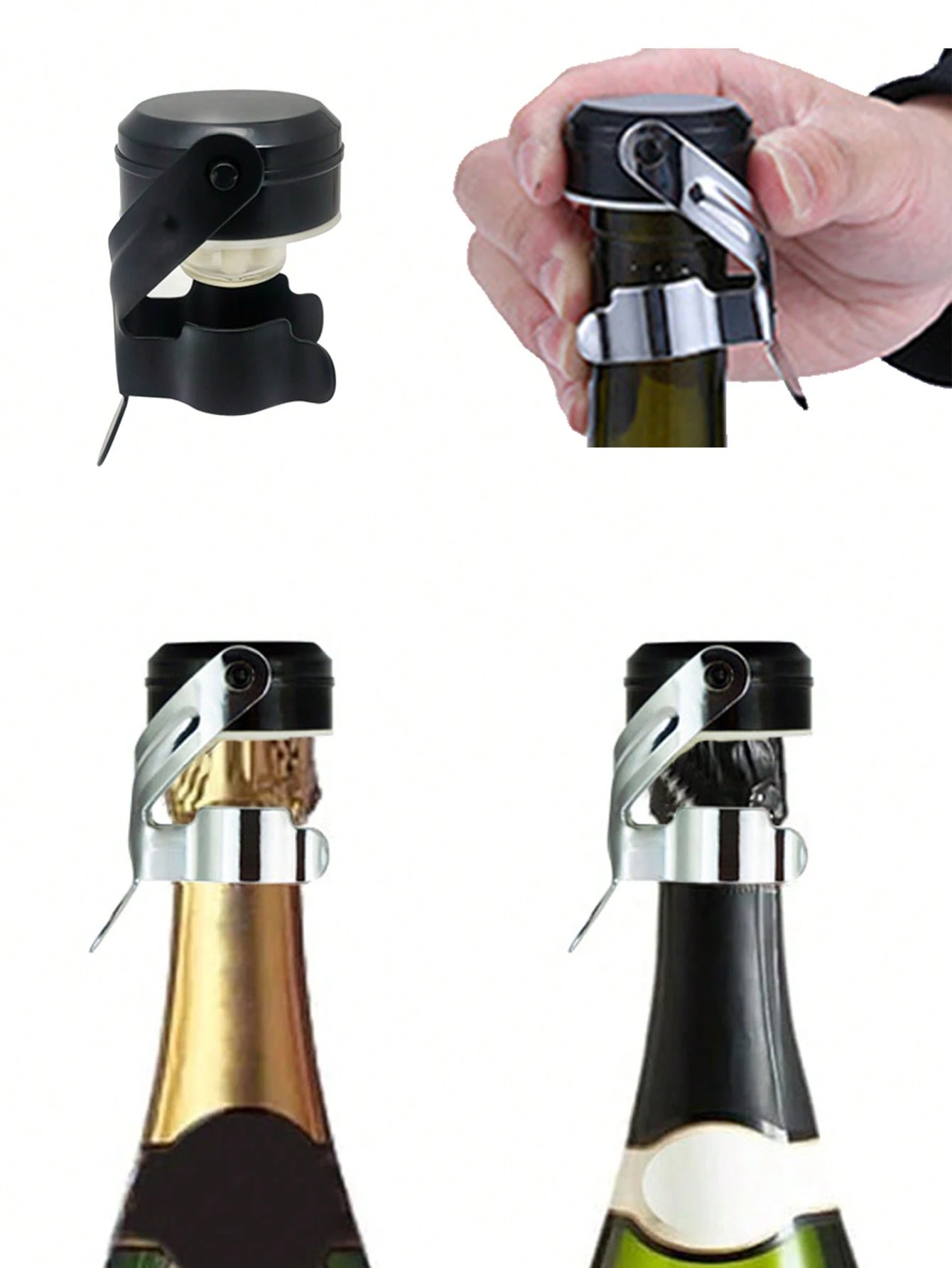 Champagne Stoppers Silvery Humanoid Handheld Bottle Mouth Champagne ...