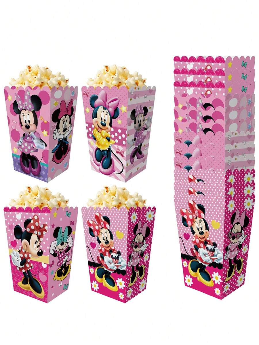 Disney 12pcs Minnie Themed Popcorn Boxes, Disposable Packaging Buckets ...