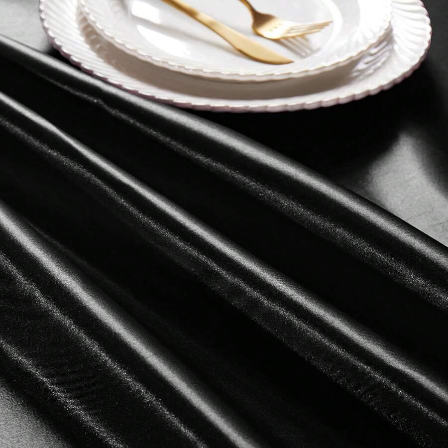 2pcs Set Red Rectangular Shiny Satin Tablecloth, Smooth Coverage For ...