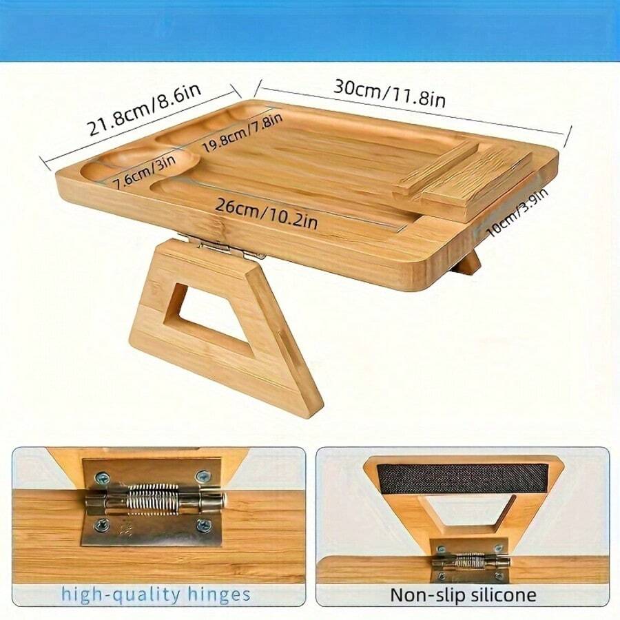 1pc Bamboo Multifunctional Sofa Side Tray, Foldable Sofa Armrest Tray ...
