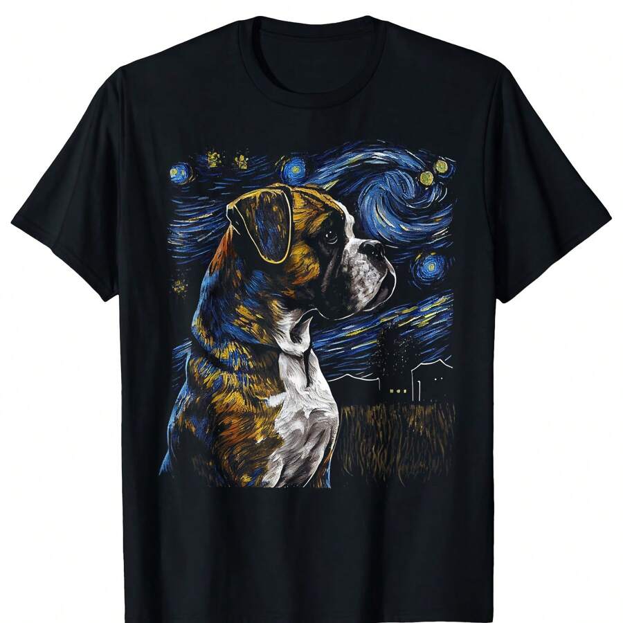 Boxer Dog Starry Night Dogs Lover Gifts Graphic T-Shirt | SHEIN USA