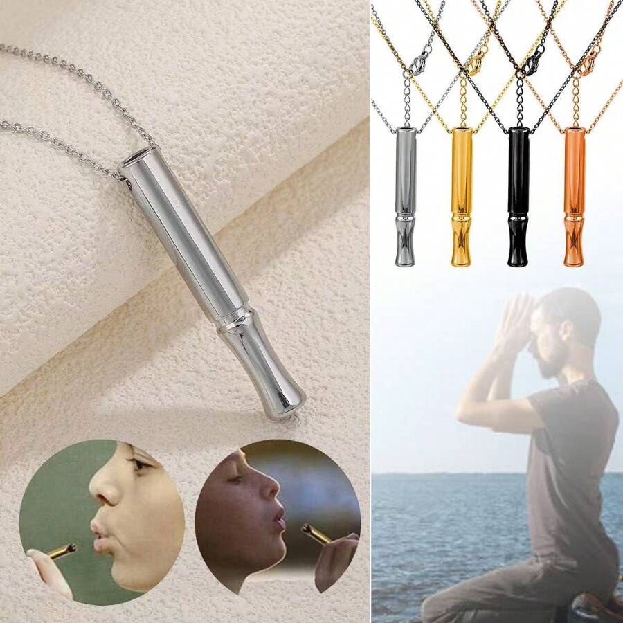 Stainless Steel Yoga Meditation Whistle Necklace, Titanium Steel ...