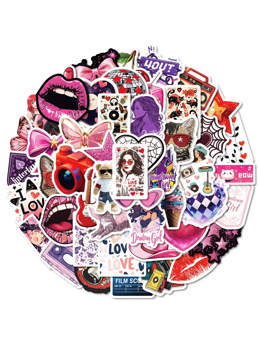 50 Pcs Hot Red Lip Graffiti Stickers, Personalized Vinyl Waterproof ...