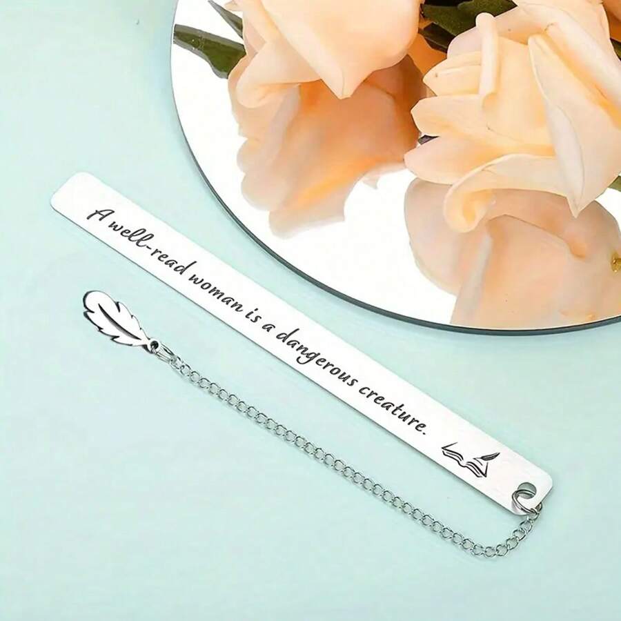 Stainless Steel Bookmark With Chain And Feather Pendant - A Gift That ...