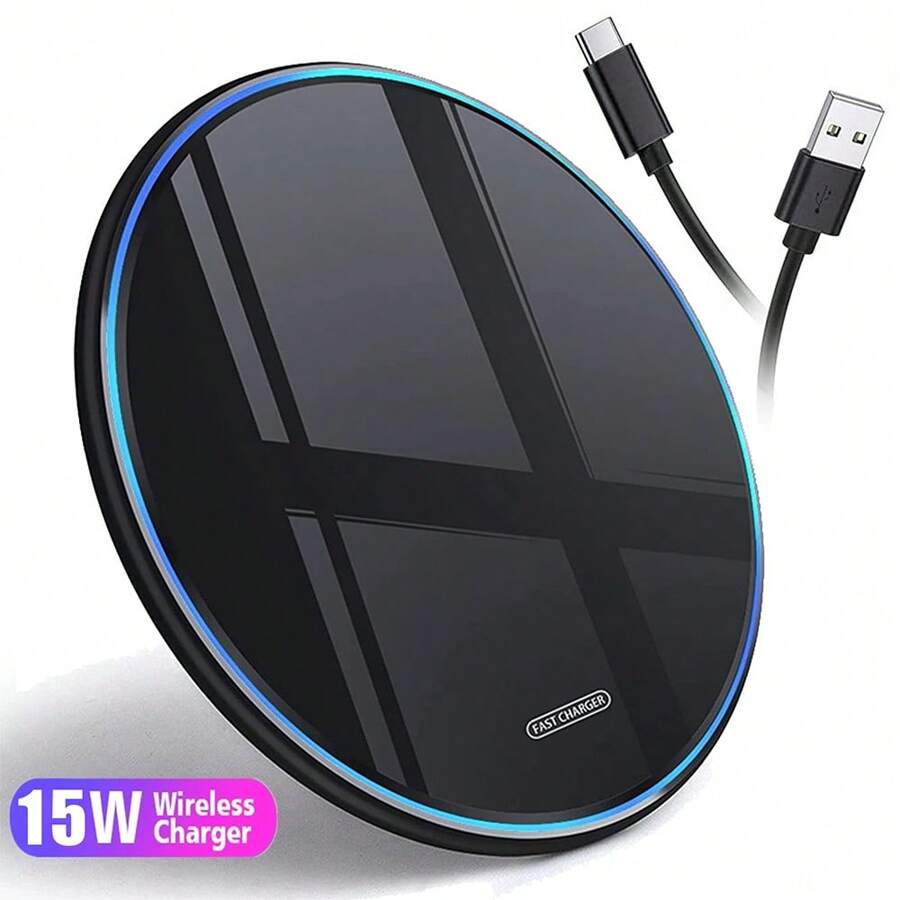 15W Mirror Wireless Charger Pad Led Light Compatible With Iphone 16 15 ...