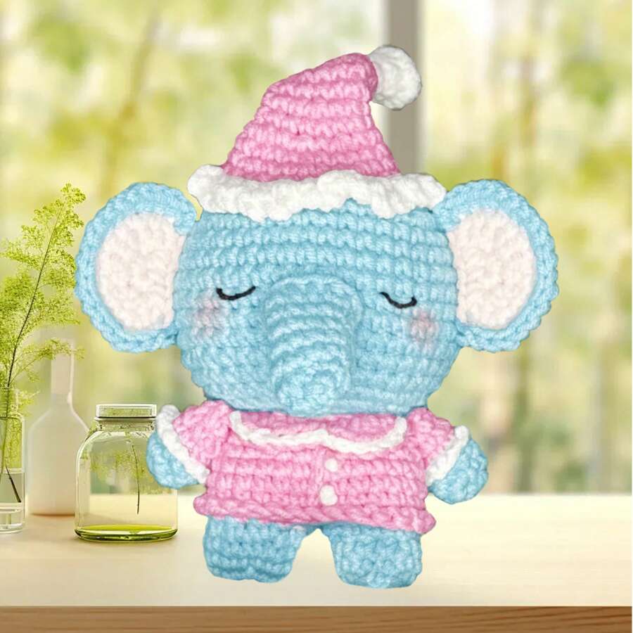 DIY Pajama Elephant Crochet Kit For Beginners, Amigurumi Stuffed ...