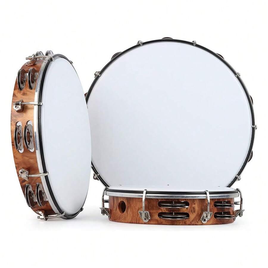 10-Inch Tambourine Double Row Stainless Steel Bells With Adjustment ...