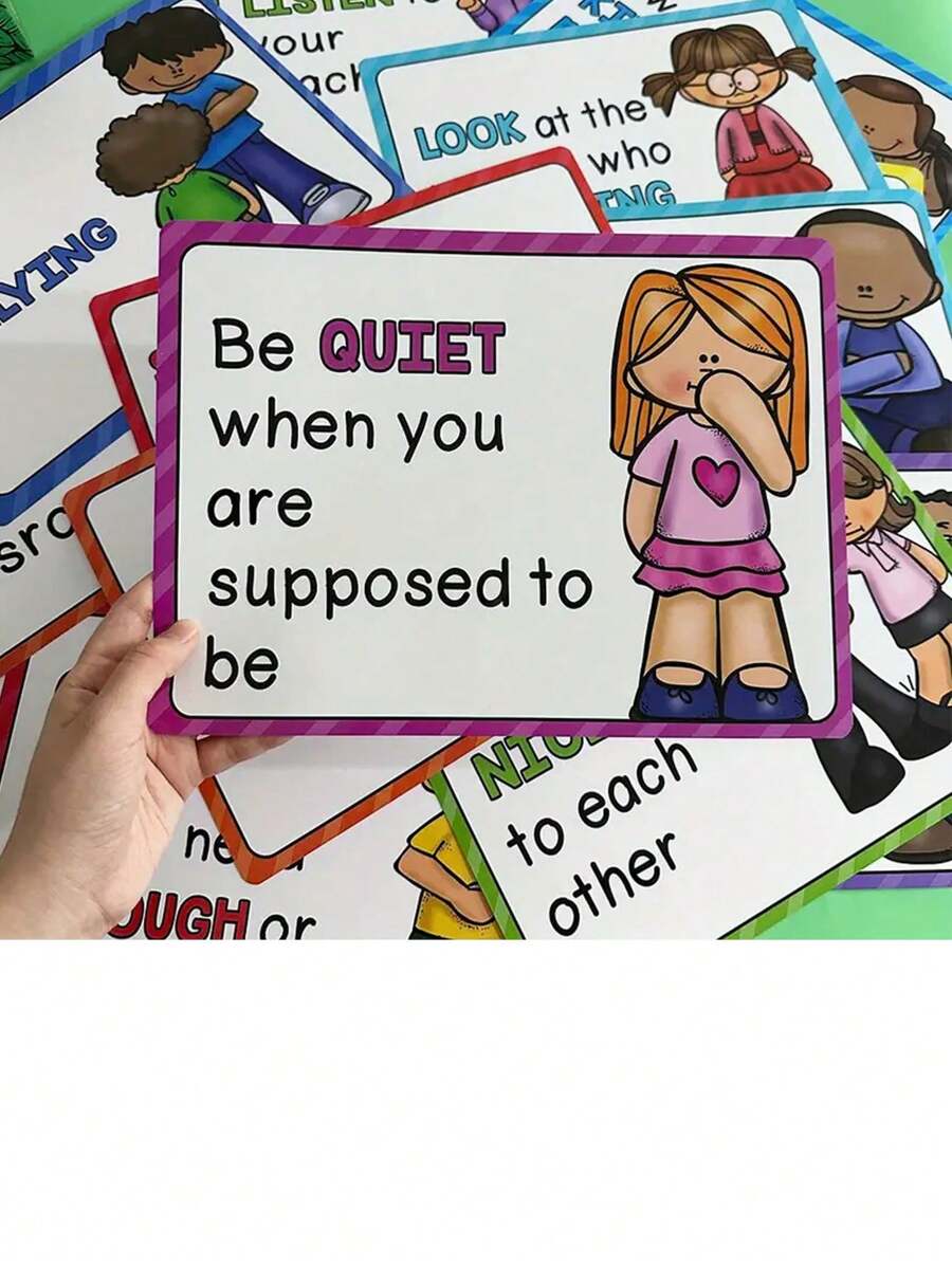 15pcs A4 Size Classroom Rules Poster - Preschool Class Rules Poster ...