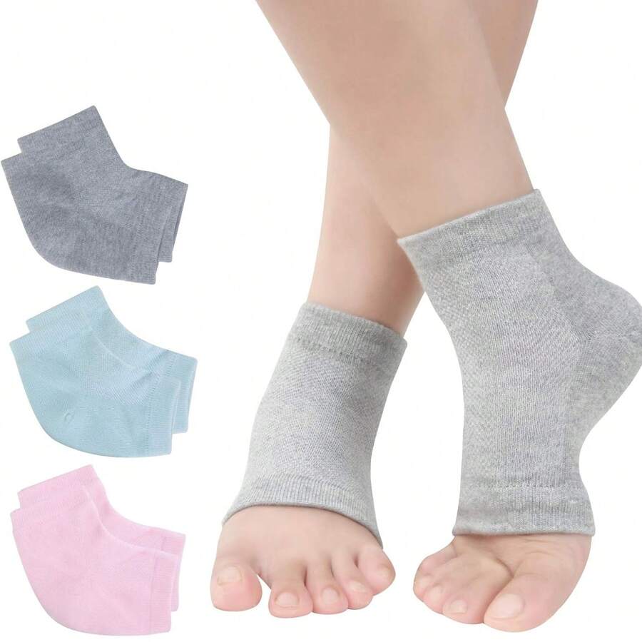 6pcsVented Moisturizing Gel Heel Socks, Toeless Spa Sock For Foot Care ...