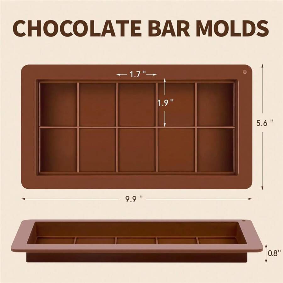 Silicone Dubai Chocolate Bar Molds, Large Thick Chocolate Candy Molds ...