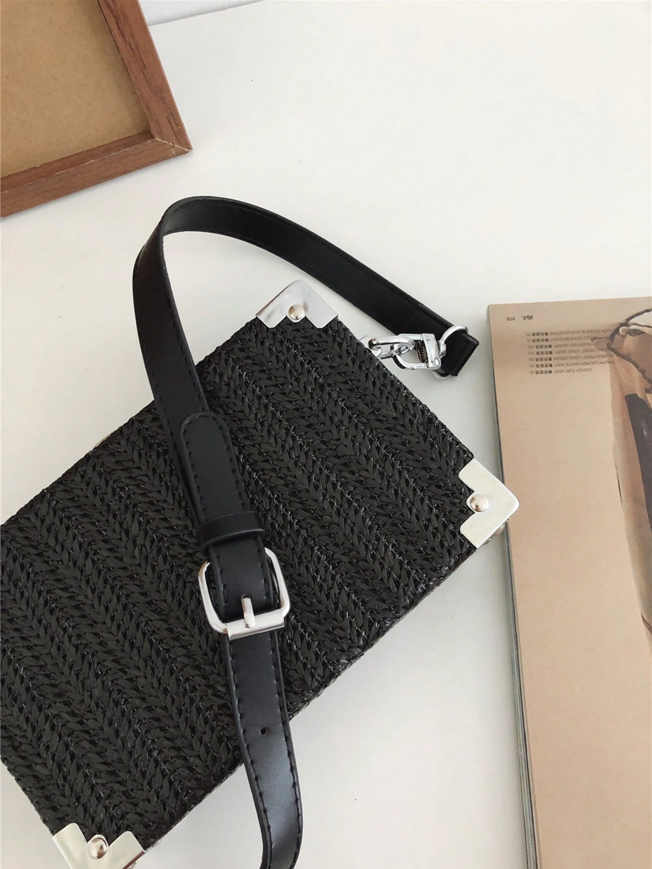 peach tree Men's Box Shaped Sling Bag, PU Waterproof One Shoulder ...