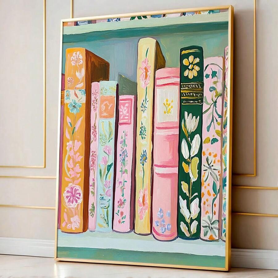 1pc Unframed/Framed Colorful Book Stack Reading Poster Bookish Preppy ...
