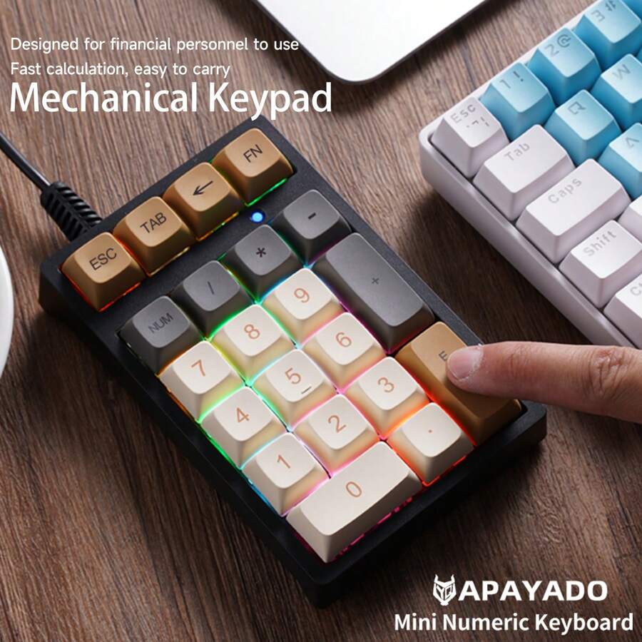APAYADO 21 Keys Mini Pc Business Numeric Wired Mechanical Keyboard RGB ...