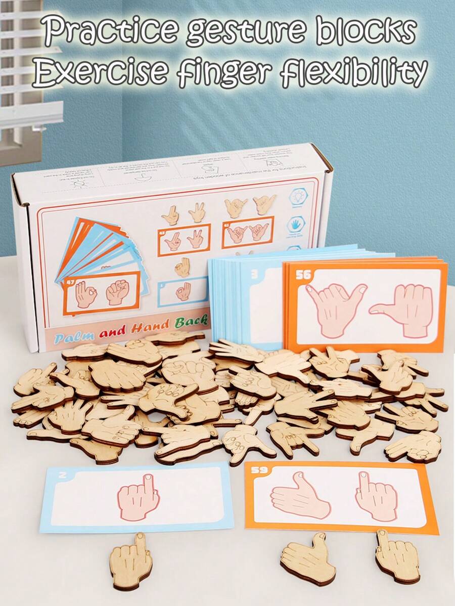 Children's Wooden Educational Matching Gesture Puzzle Teaching Aids ...