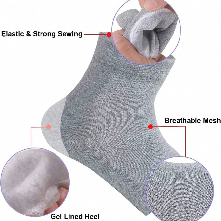 6pcsVented Moisturizing Gel Heel Socks, Toeless Spa Sock For Foot Care ...