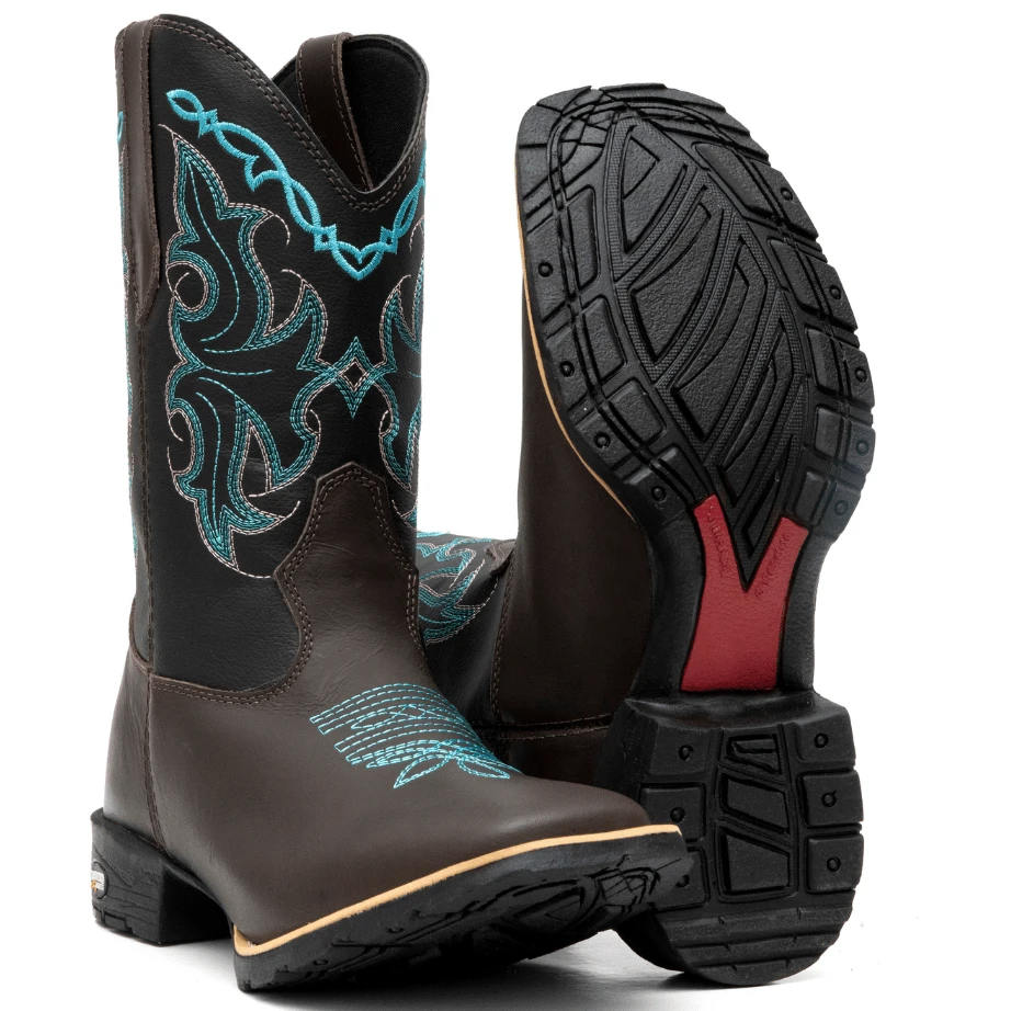 Bota Texana Country Bico Quadrado Festa do Peão Arame Azul | SHEIN Brasil