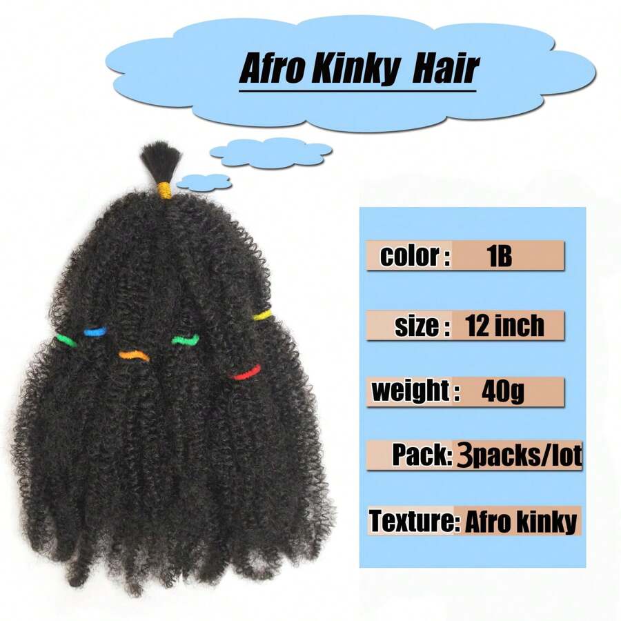 Afro Kinky Hair 12 Inch 1 Pack Pre Stretched Afro Kinky Twist Hair Afro ...