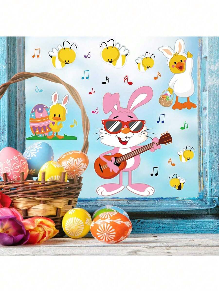 6 Sheet Easter Bunny Window Sticker For Easter Window Display | SHEIN EUR