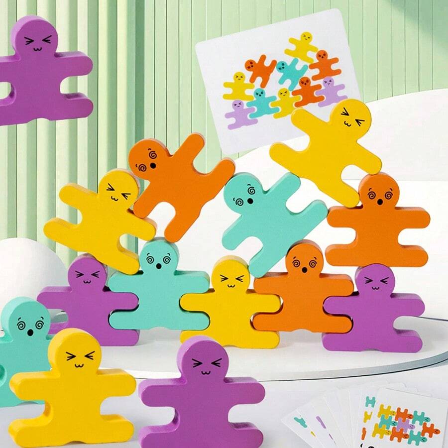 Wooden Stacking Blocks Balance Game, Parent-Child 2 Person Competitive ...