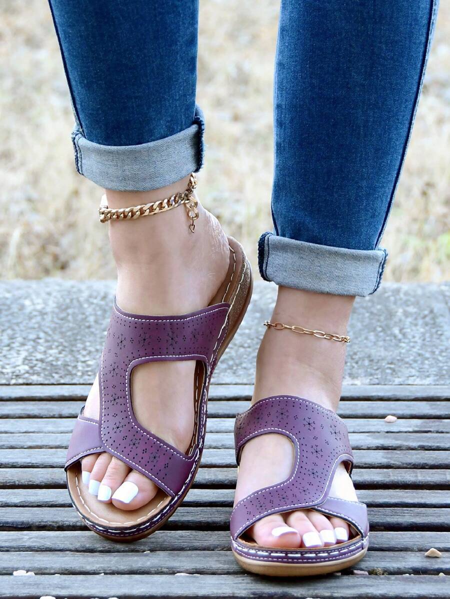 Purple Sandals For Women Wedge Shoes: Slip On Dressy Summer Comfortable ...