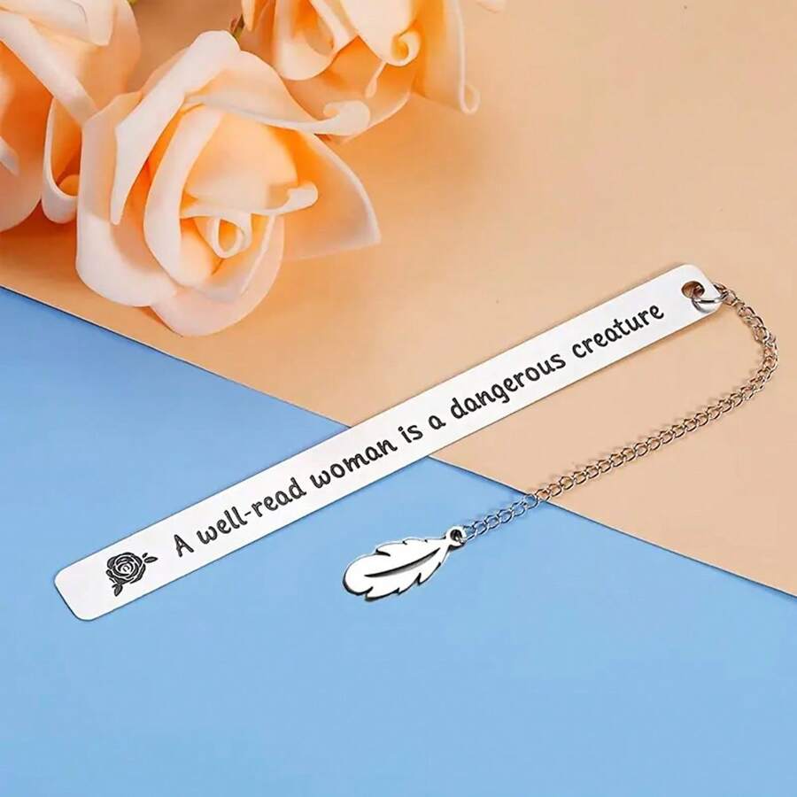 Stainless Steel Bookmark With Chain And Feather Pendant - A Gift That ...
