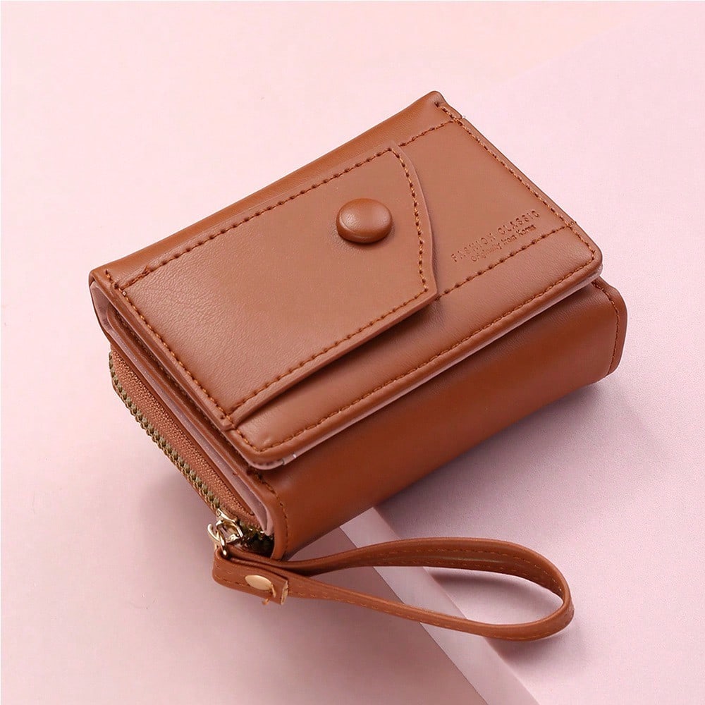 Women Short Zip Wallet 2024 New Model Ladies 3-Fold Coin Purse PU ...